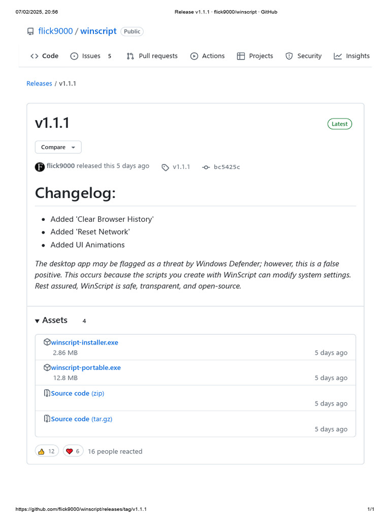 Release v1.1.1 Flick9000 - Winscript GitHub | PDF