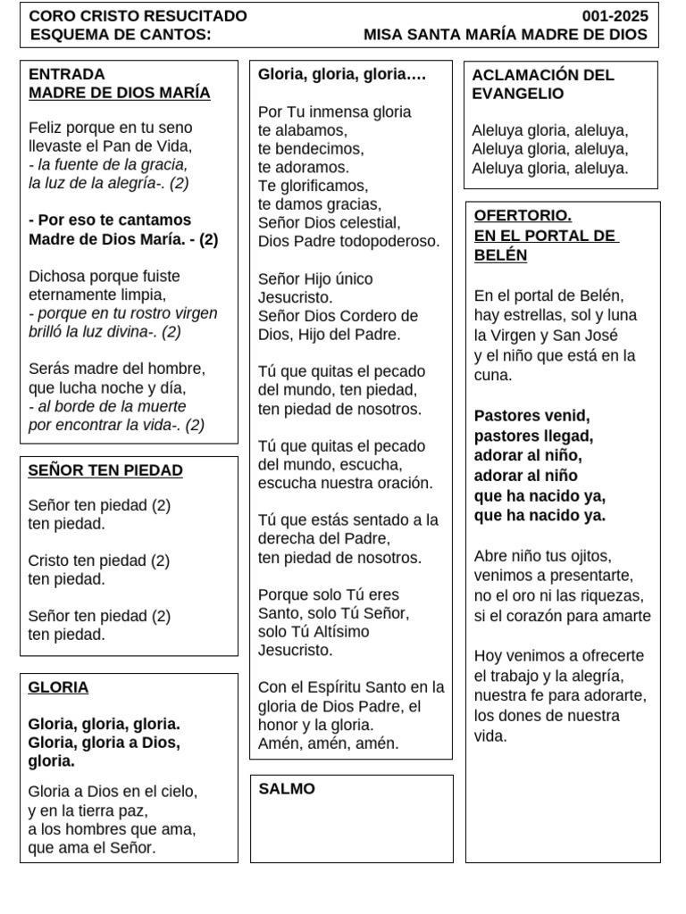 1.-ESQUEMA MISA DE SANTA MARÍA MADRE DE DIOS (AÑO NUEVO) | PDF | María ...