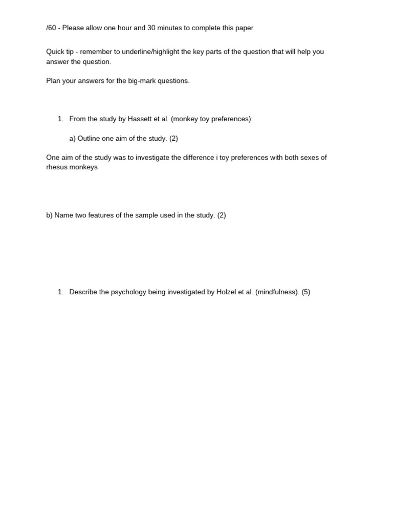 Bio Exam (Based On Specimen Paper Question Styles) . | PDF | Sleep | Dream