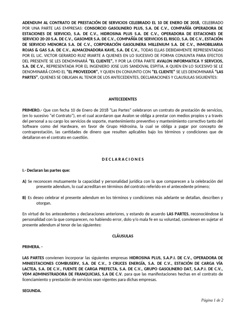 MODELO ADDENDUM | PDF