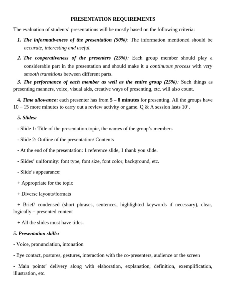 Student Presentation Guidelines | PDF