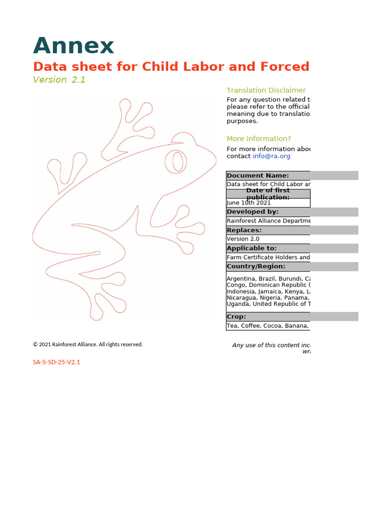SA S SD 25 V2.1 Data Sheet For Child Labor and Forced Labor Risk Maps ...