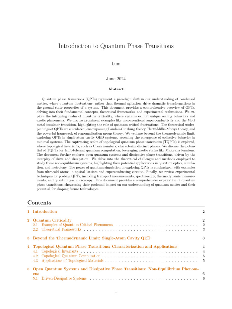 Introduction To Quantum Phase Transitions | PDF | Condensed Matter Physics | Physics