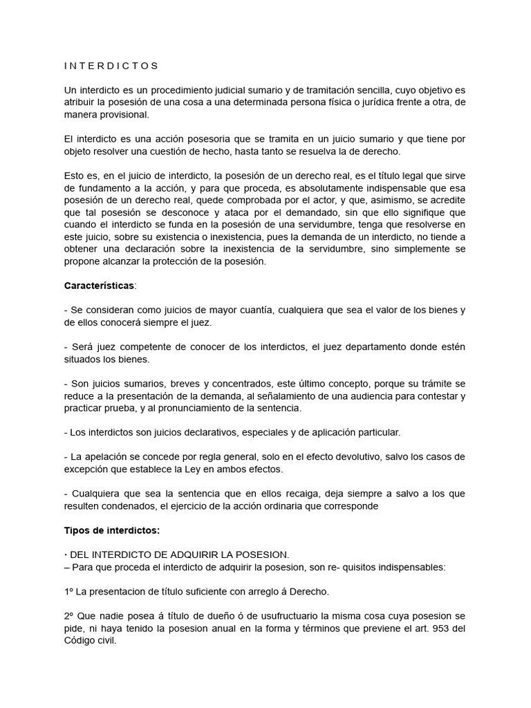 I N T E R D I C T O S_241030_065425 | PDF | Posesión (Ley) | Daños y perjuicios