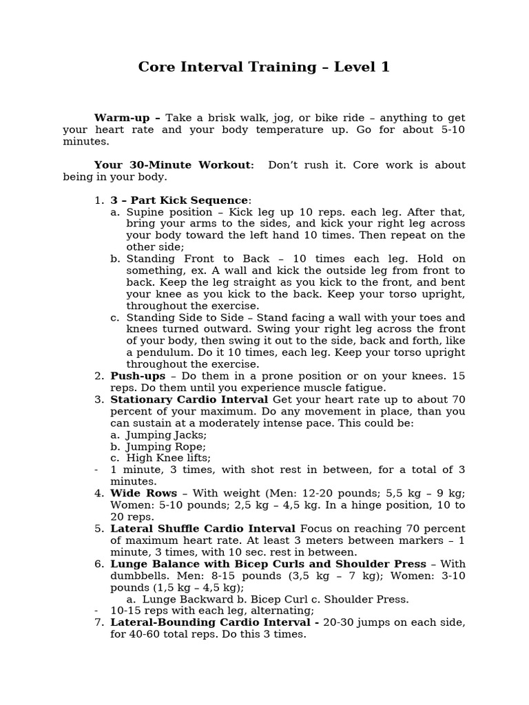 Core Interval Training | PDF | Physical Exercise | Management Of Obesity