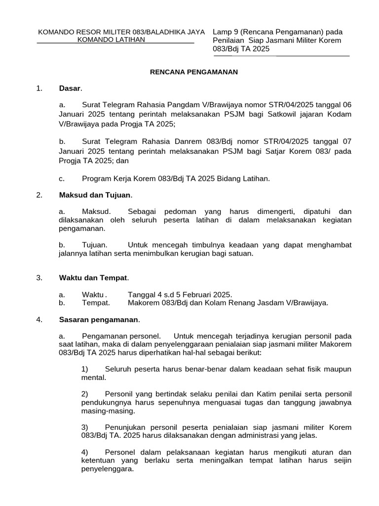 Lampiran - 9 (Rencana Pengamanan) | PDF