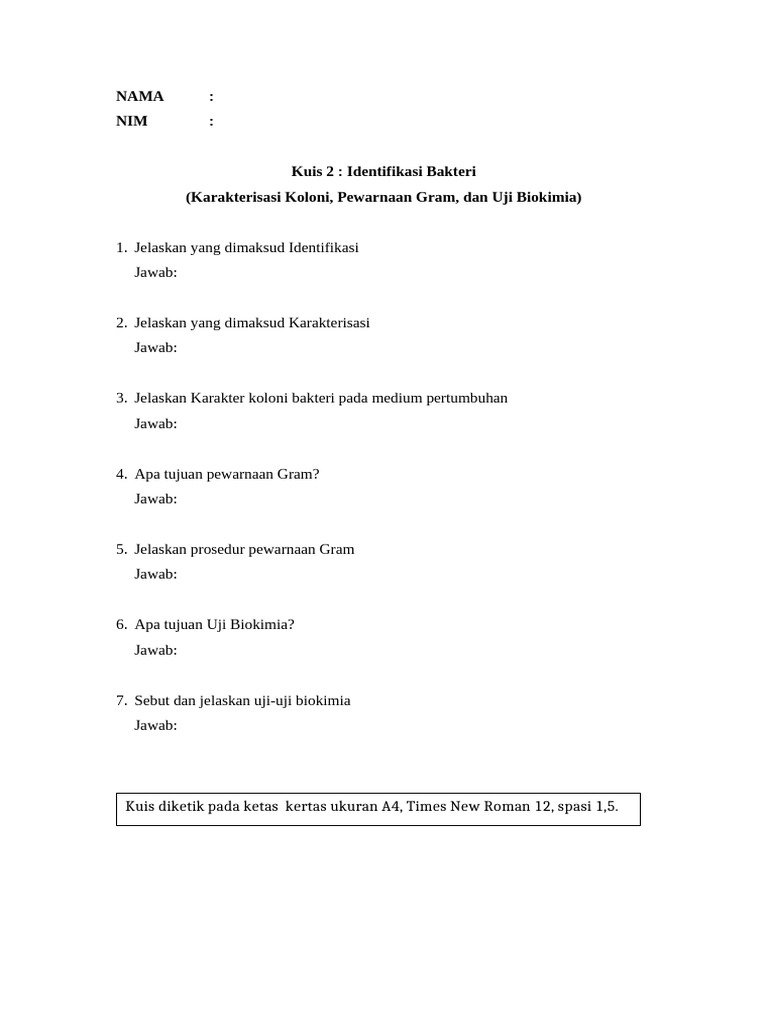 Kuis 2. Identifikasi Bakteri | PDF