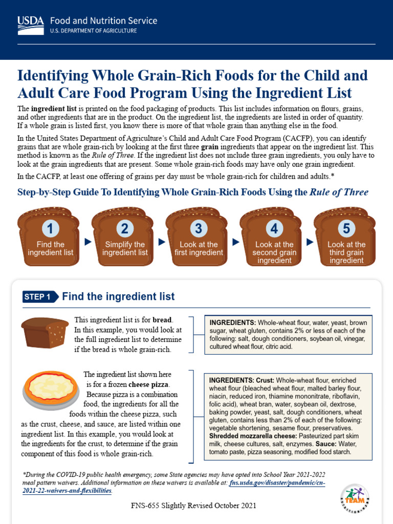 Cacfp Worksheet Identifying Wgrfoods en 2021 | PDF | Whole Grain | Cereals