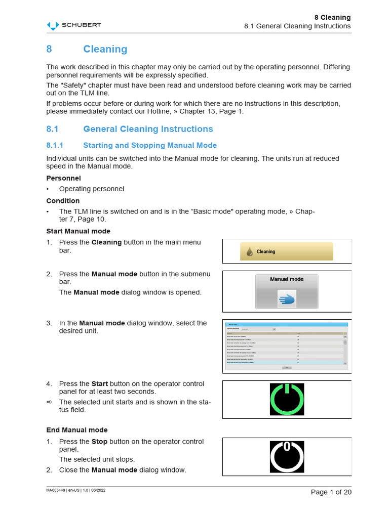 TLM Line Cleaning Procedures | PDF