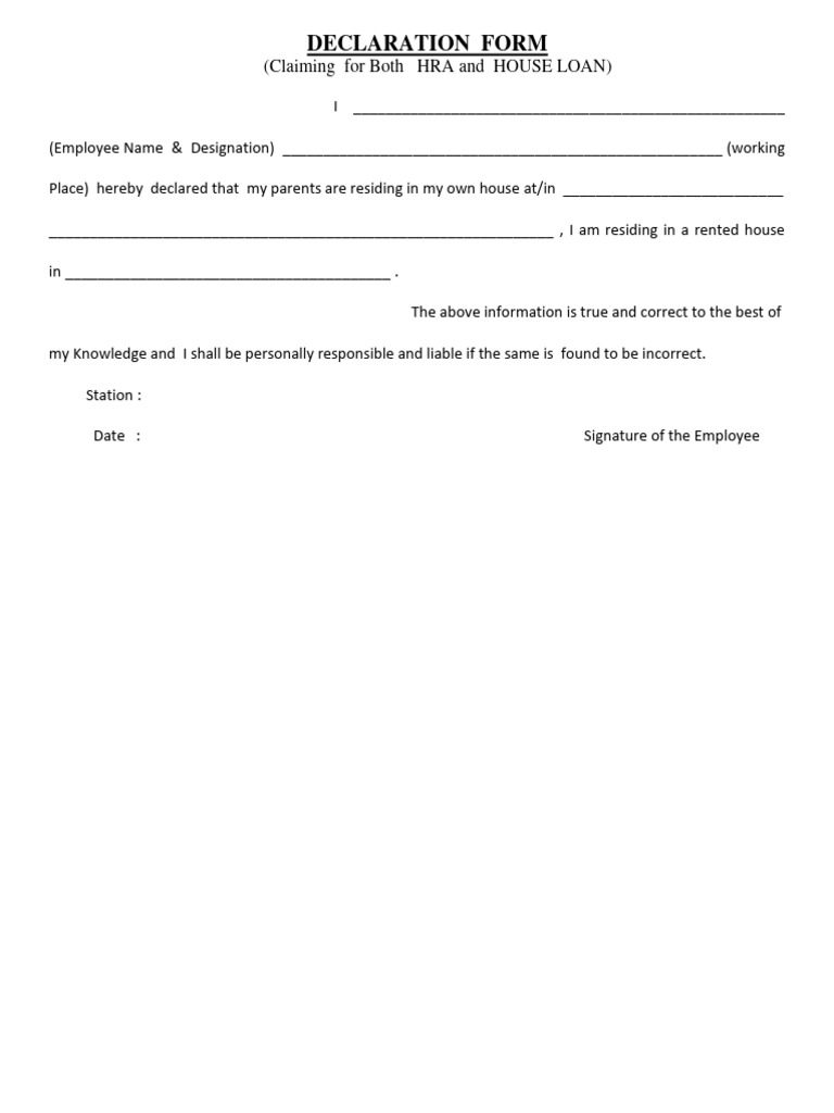 HRA & HOUSINGLOAN Declaration | PDF
