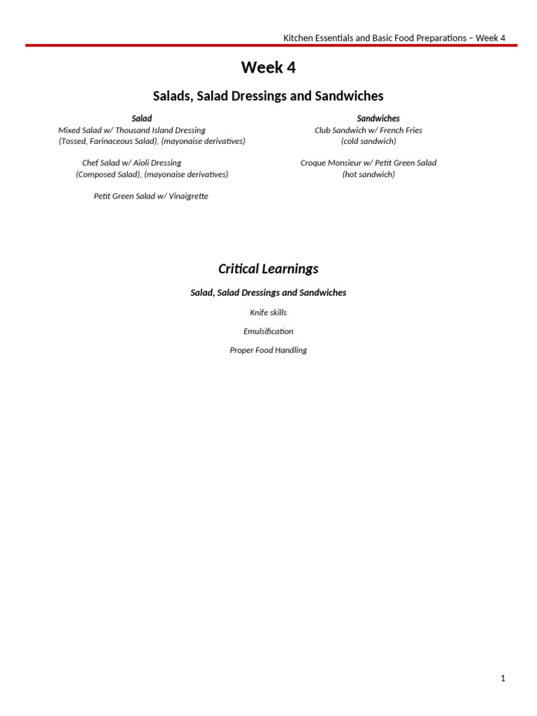Lab 3 Salad Dressings and Sandwiches | PDF | Mayonnaise | Salad