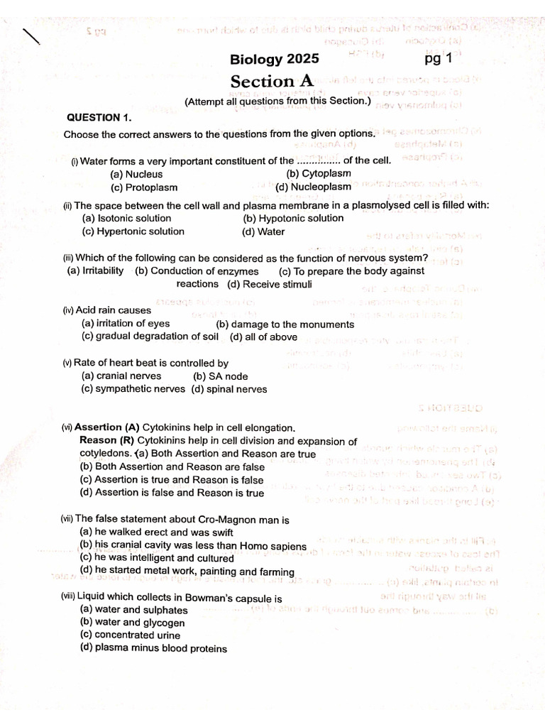 Bio 2025 Question Test | PDF