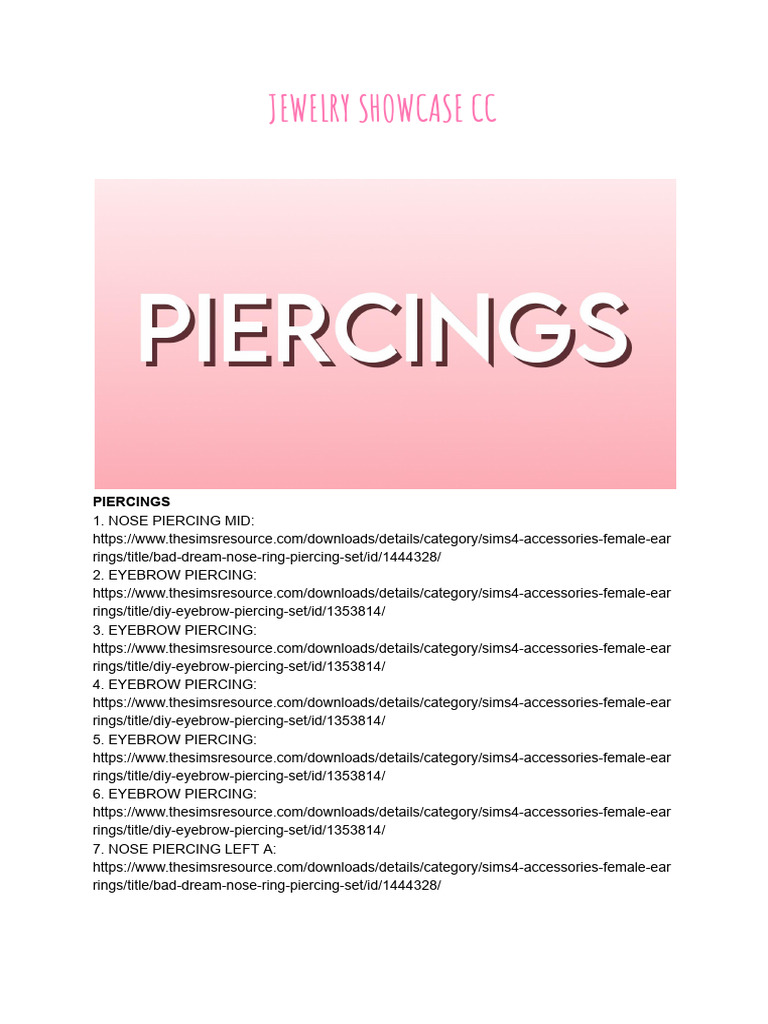 Jewelry & Piercing Showcase | PDF | Necklace | Ear