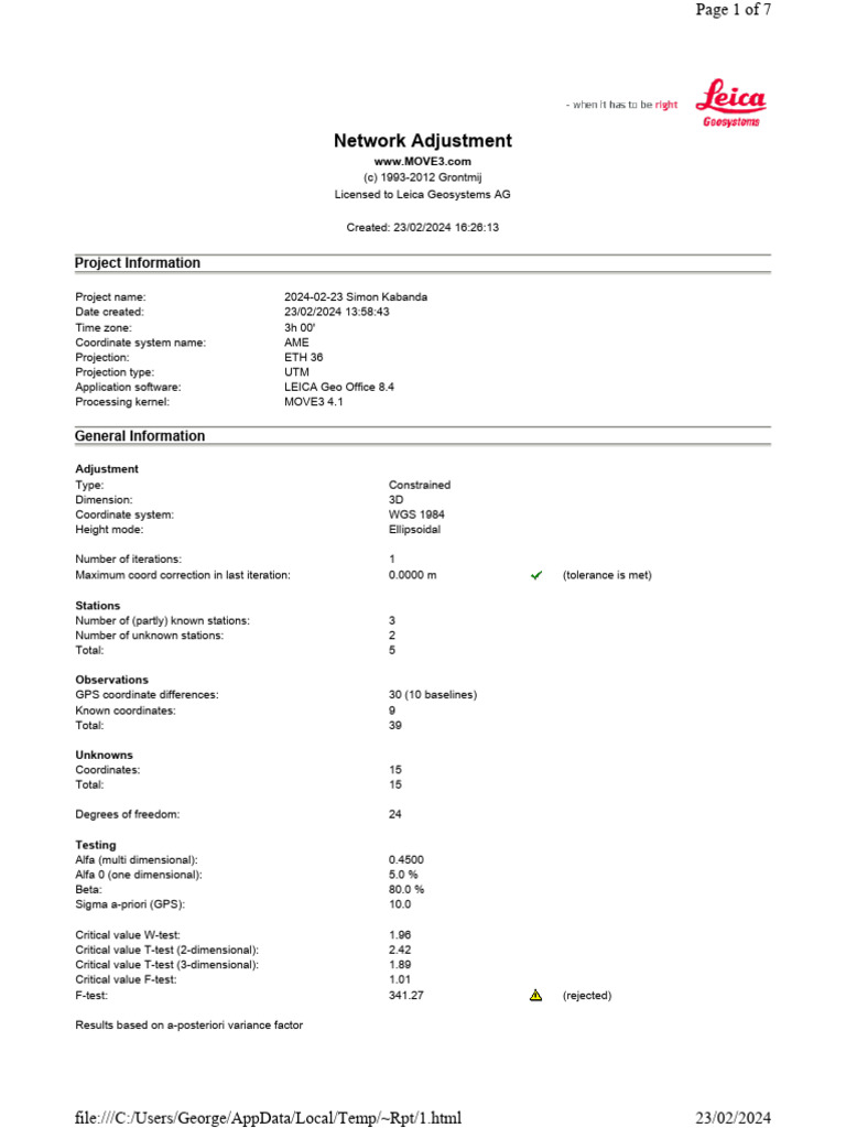 Adjustment Report All Fixed | PDF | Latitude | Longitude