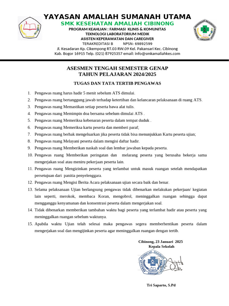 5. TARTIB Pengawas_ATS-24-25 | PDF