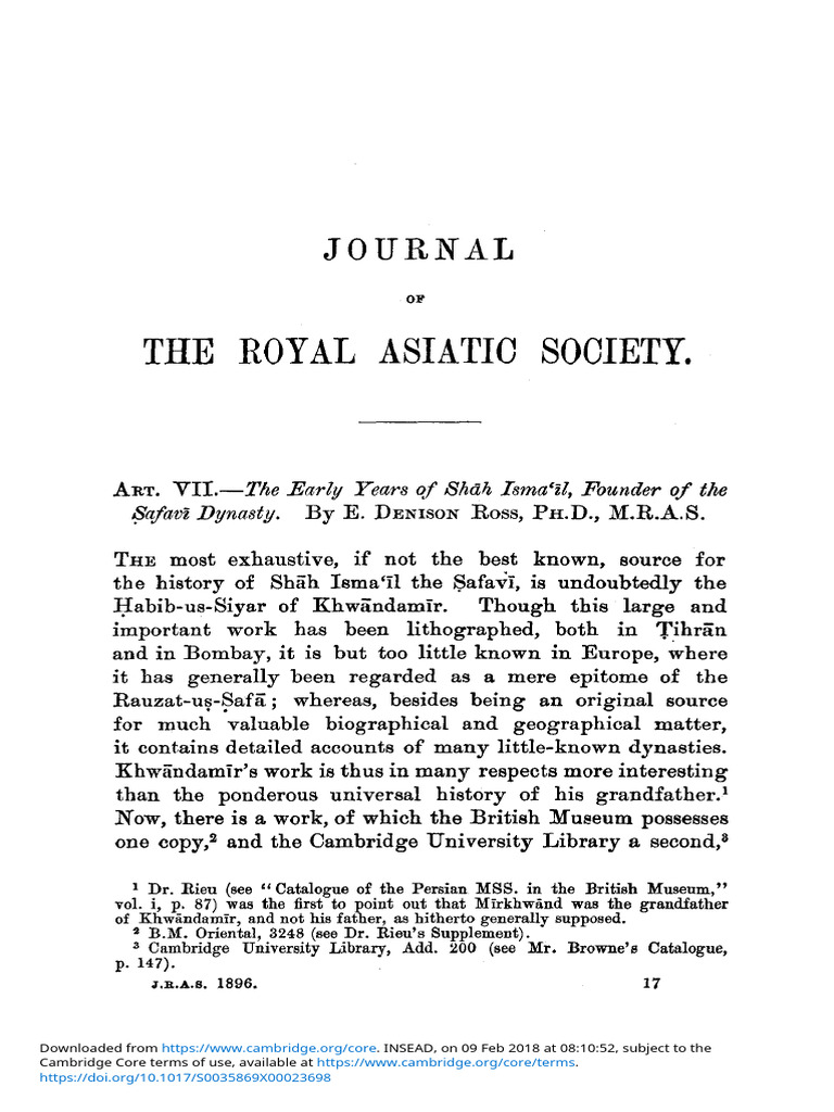 The Early Years of Shah Ismail the Founder of the Safavid Dynasty Sir ...