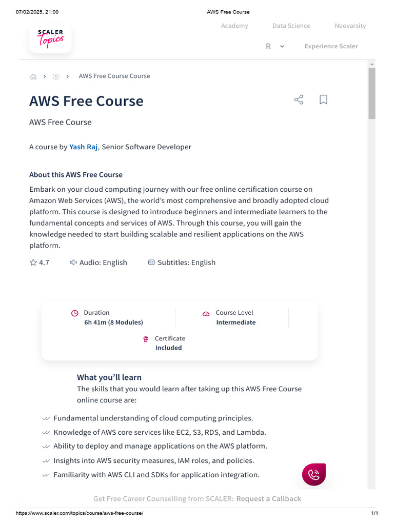 AWS Free Course | PDF