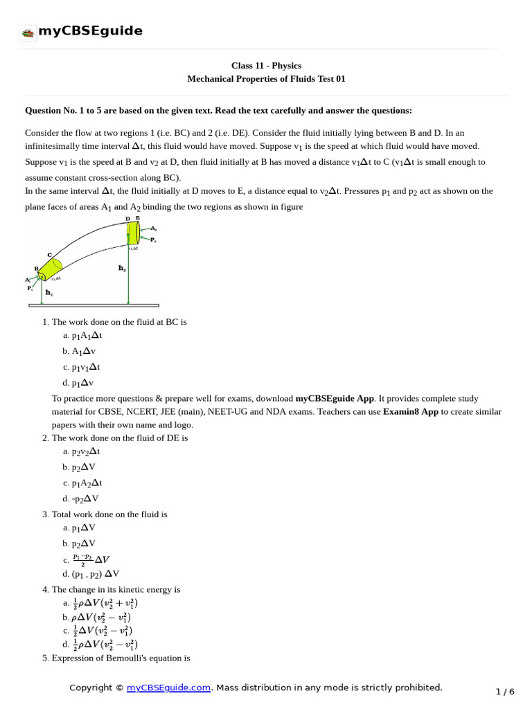 11 Phy Mechanicalpropertiesoffluids Tp01 | PDF | Fluid Dynamics | Liquids