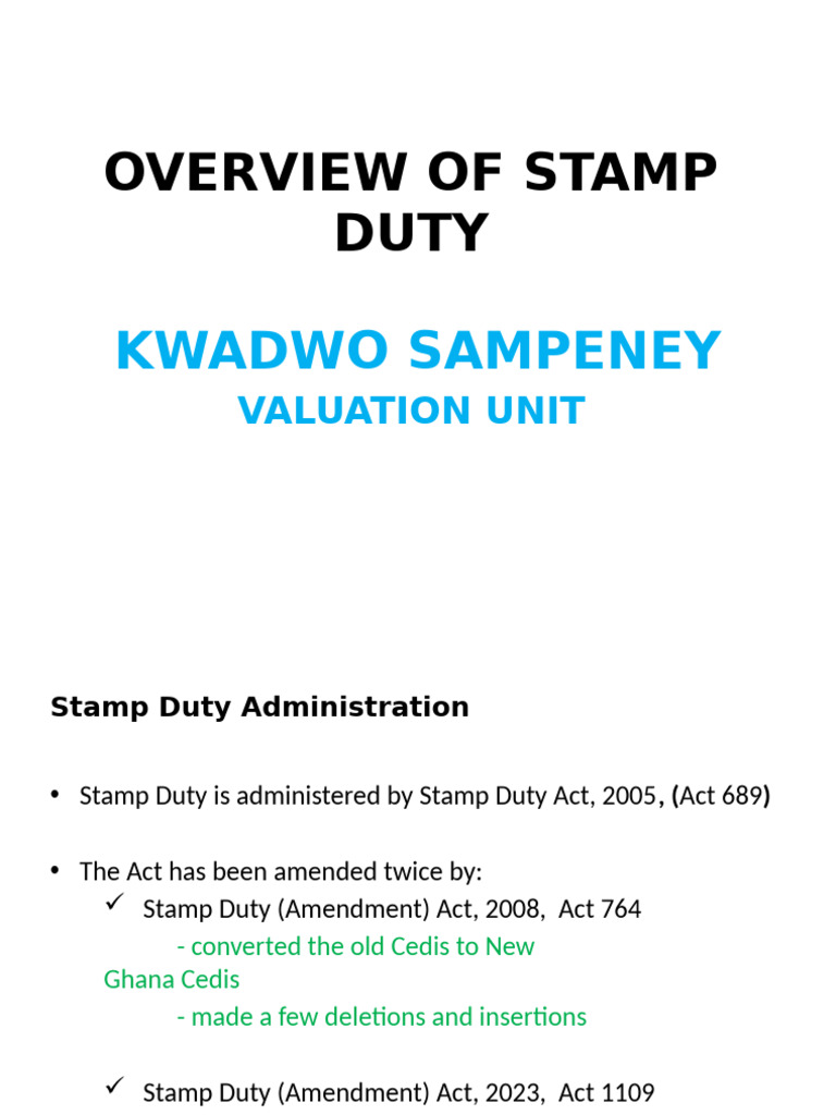 Stamp Duty Presentation | PDF | Mortgage Law | Common Law