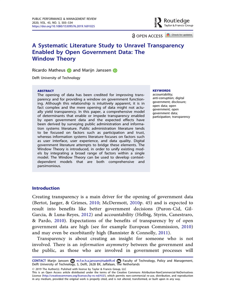 A Systematic Literature Study To Unravel TransparencyEnabled by Open ...