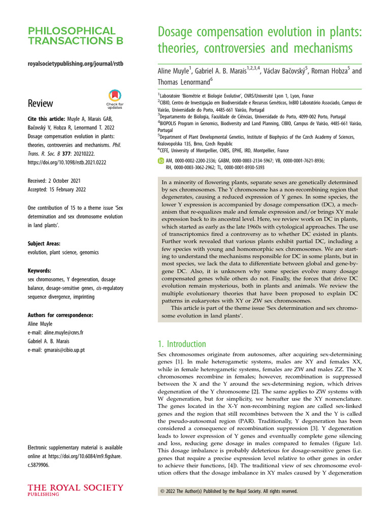 RSTB 2021 0222 | PDF | Genetics | Biology