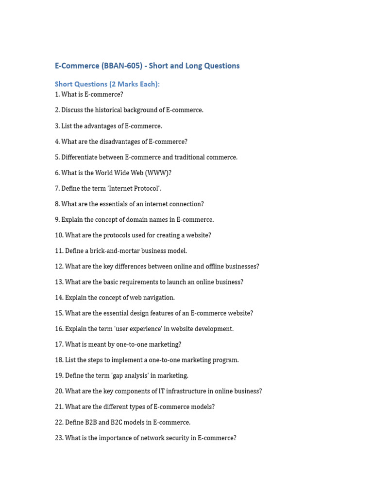 E Commerce Questions | PDF | E Commerce | Security