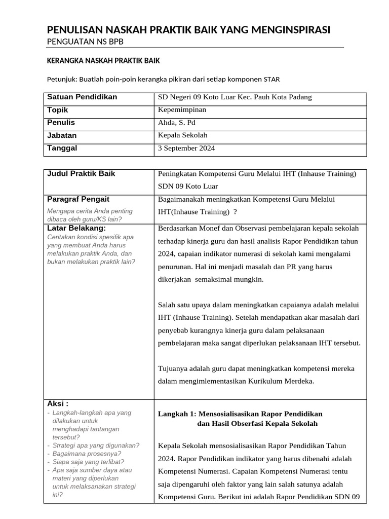 AHDA, LK Kerangka Naskah Praktik Baik OK | PDF