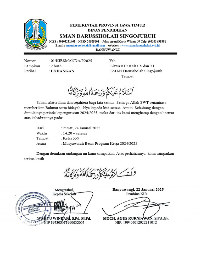 01 - Surat Undangan Mubes. | PDF