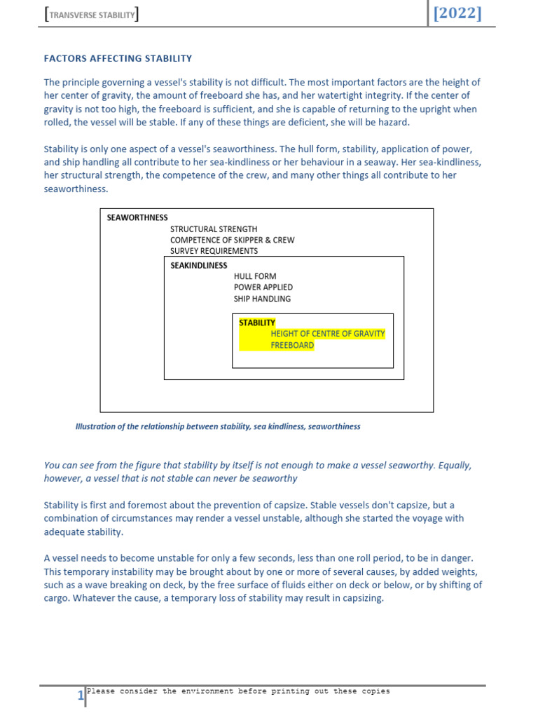Transverse Stability 2022 | PDF | Watercraft | Shipping
