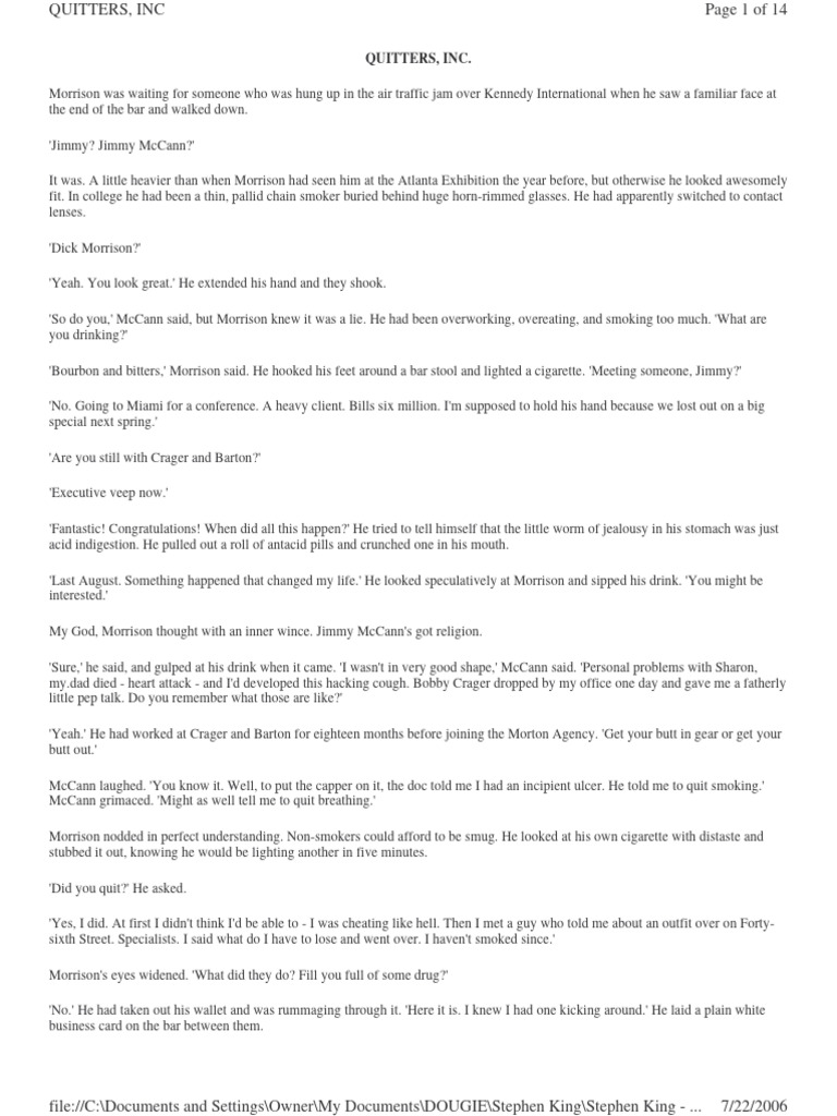 Quitters Inc - Stephen King | PDF