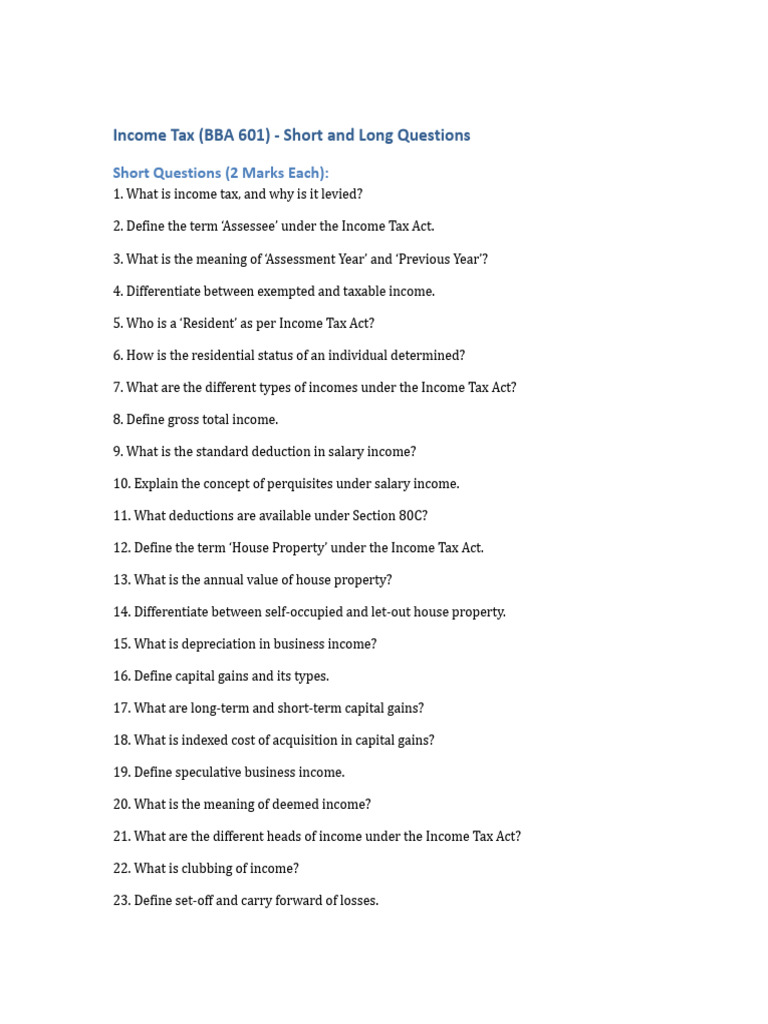 Income_Tax_Questions | PDF | Income Tax | Alternative Minimum Tax