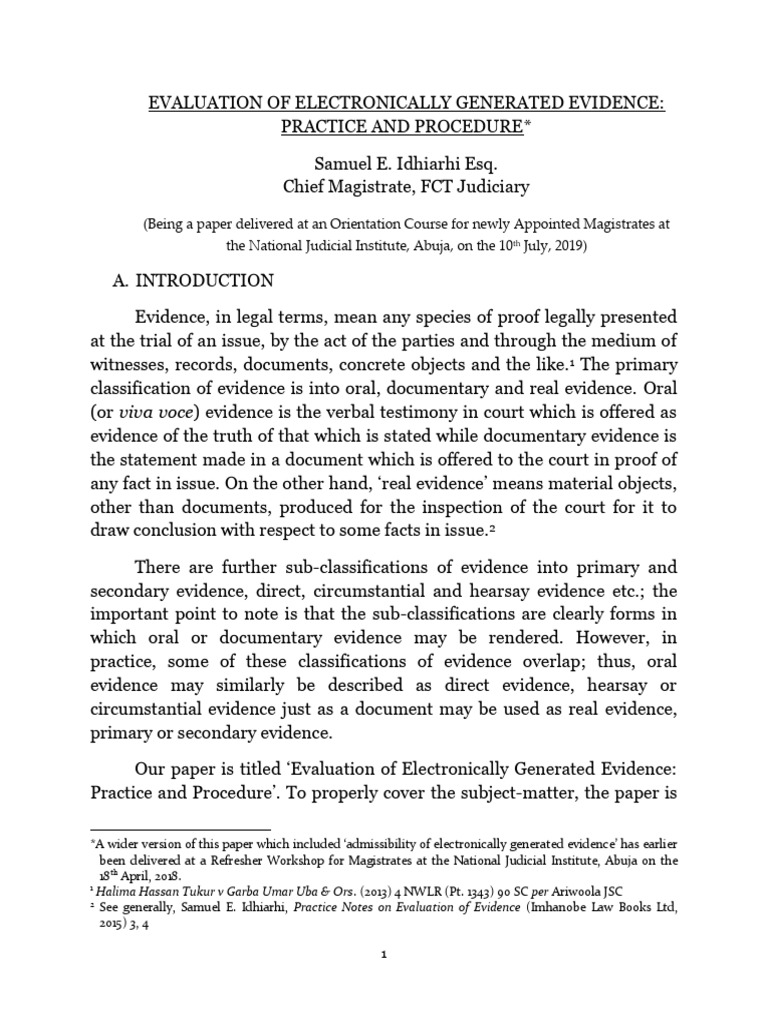 Electronic Evidence Evaluation Guide | PDF | Evidence (Law) | Hearsay