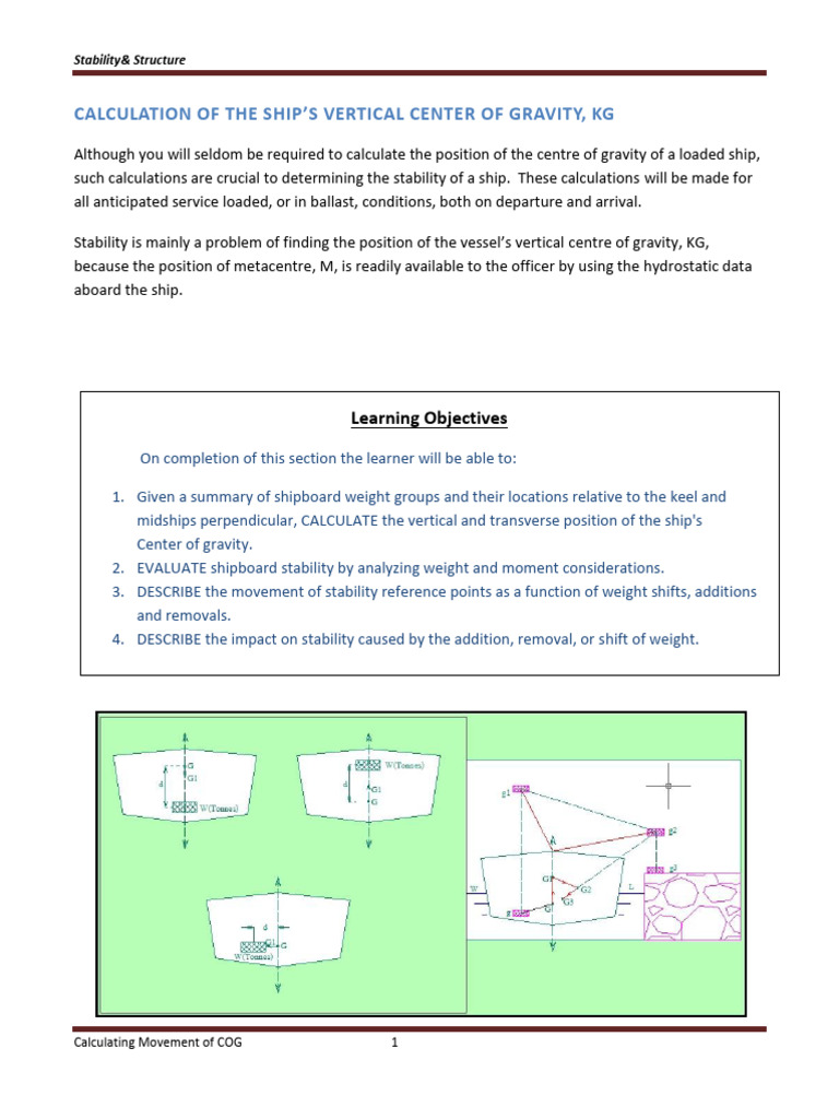 Calculating The Ships COG | PDF | Weight | Center Of Mass