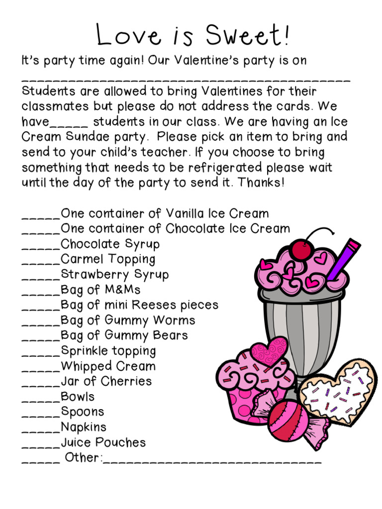Valentine's Ice Cream Party Details | PDF