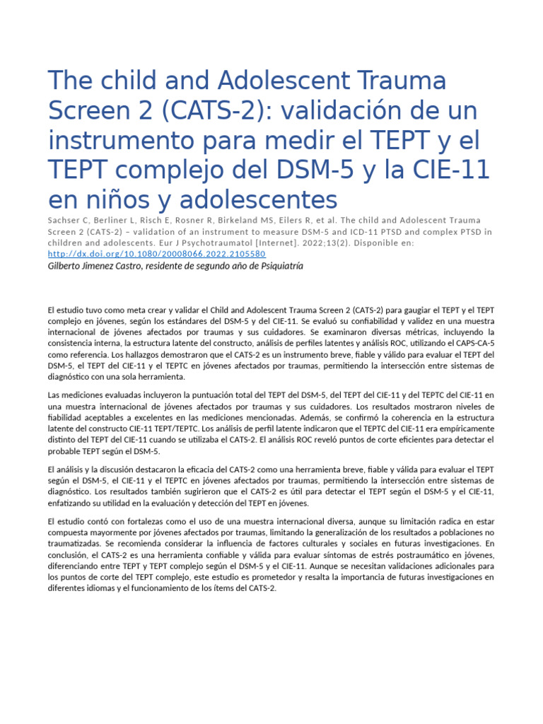 TEPT | PDF | Enfermedades y trastornos humanos | Salud mental