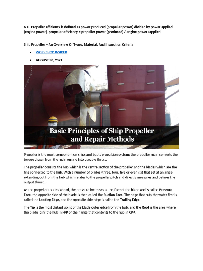 Ship Propeller Types and Materials Guide | PDF | Propeller | Alloy
