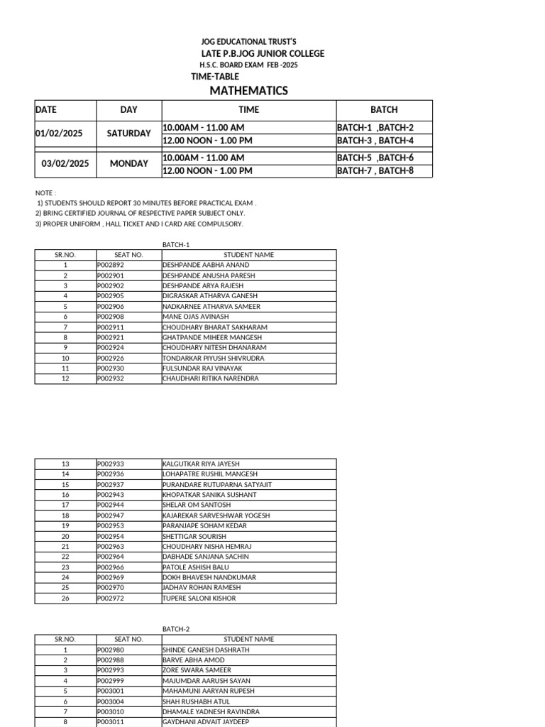 HSC Exam Schedule 2025 | PDF