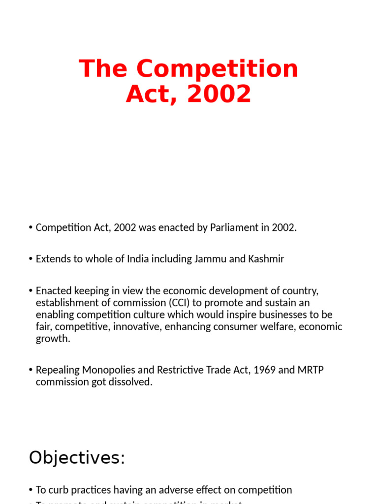 Overview of India's Competition Act 2002 | PDF | Justice | Crime & Violence