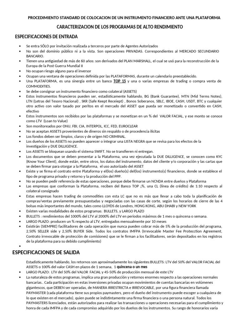 Programas de Inversion Privada.. Prospecto | PDF | Bancos | Inversiones