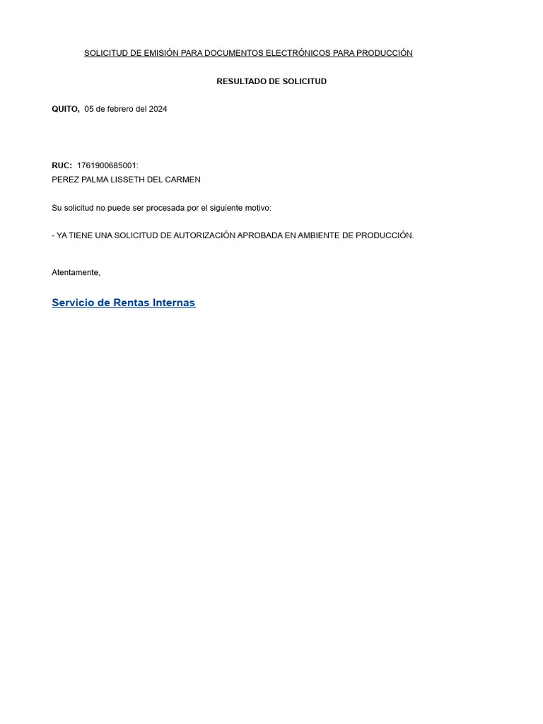 Solicitud Aprobada | PDF