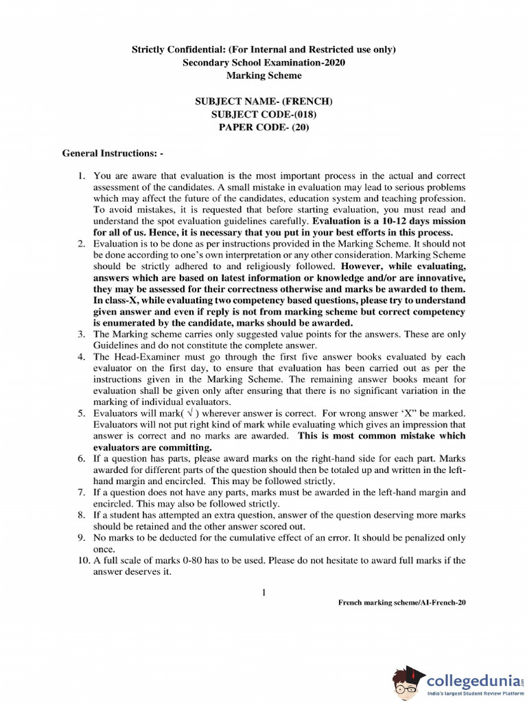 CBSE Class 10 French Answer Key | PDF