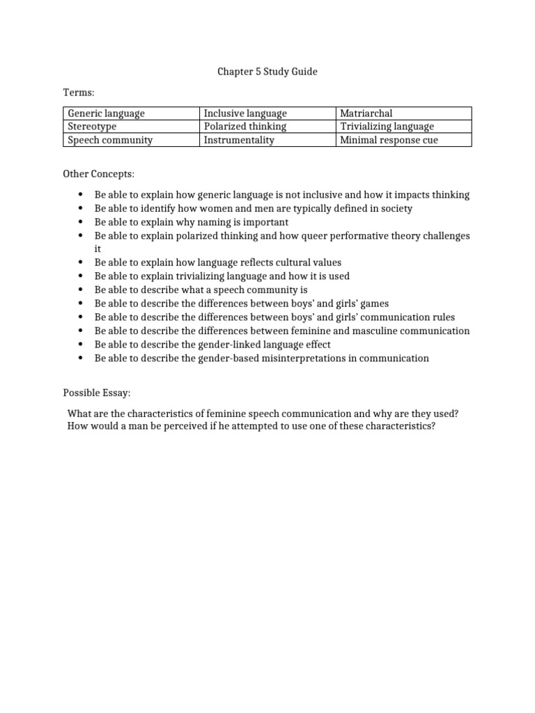 Chap 5 Study Guide Psych of Gender | PDF