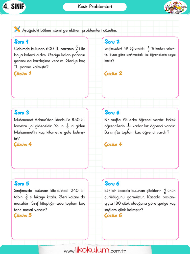 kesir-problemleri-4-sinif-matematik | PDF