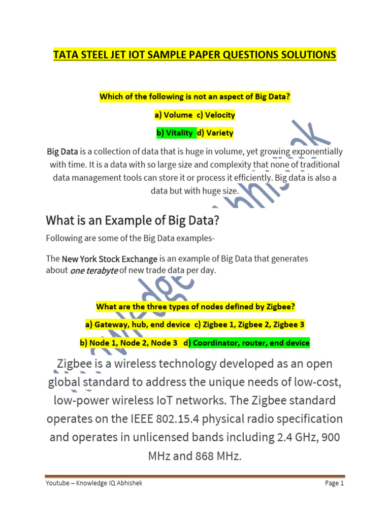 Tata Steel IoT Sample Paper Solutions | PDF | Machine Learning ...