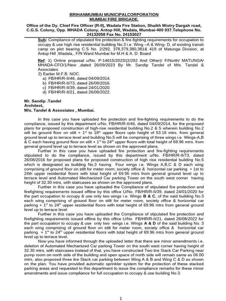 Mhada Antop Hill Bldg No.3 18.02.2023 | PDF | Fire Safety | Building