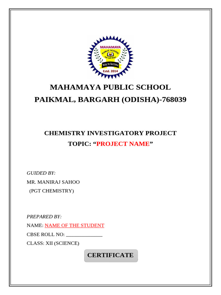 Editable Project Pages (Chemistry) | PDF