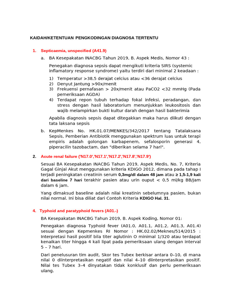 Kaidah Ketentuan Pengkodingan Diagnosa | PDF