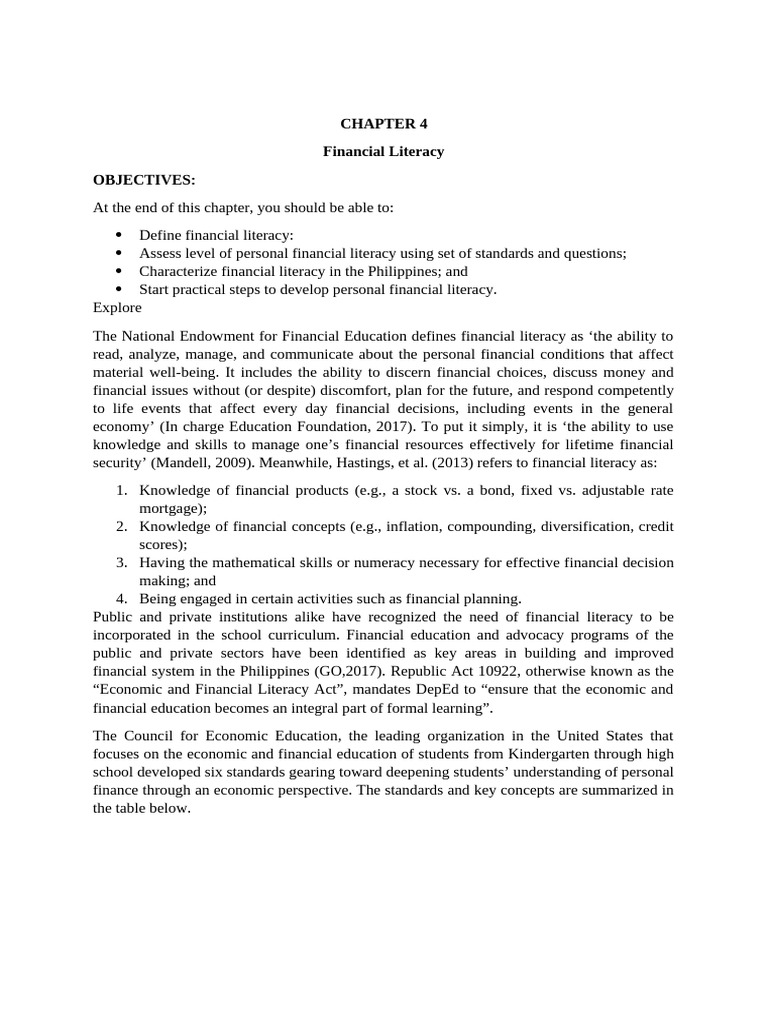 Chapter 4: Financial Literacy | PDF | Financial Literacy | Interest