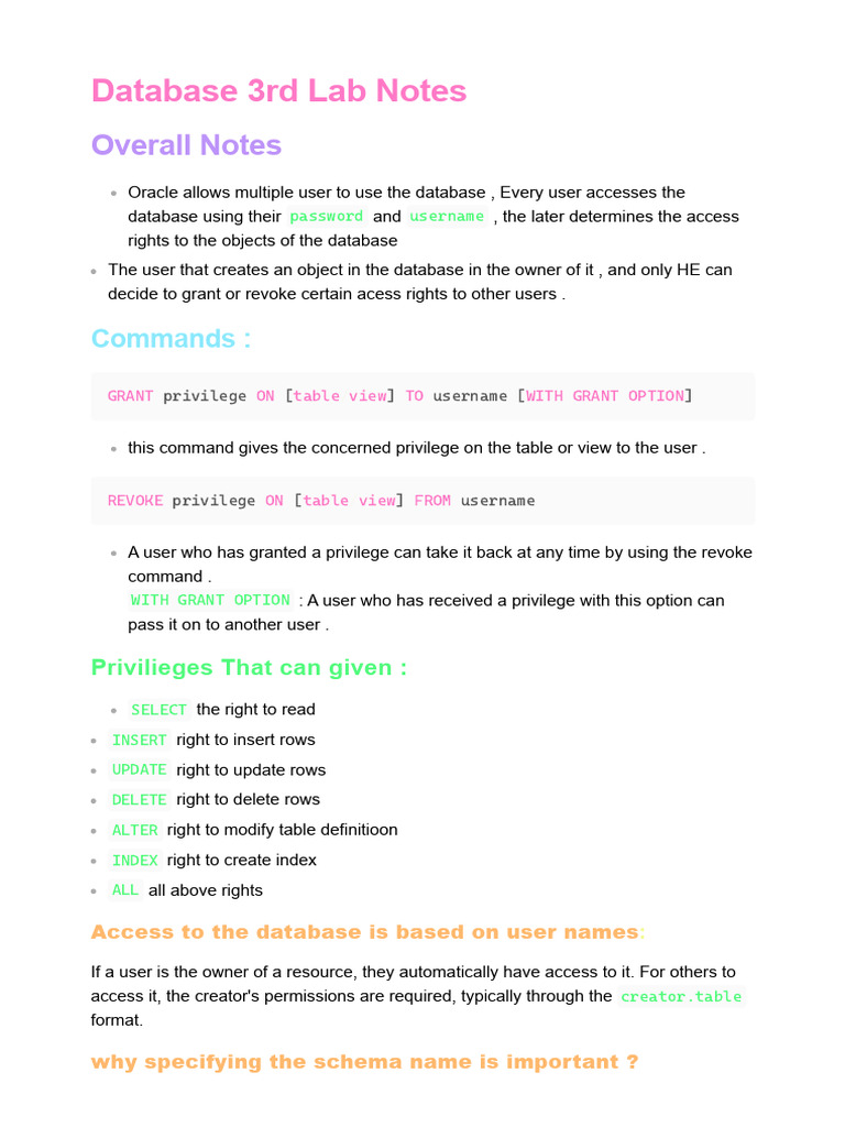 Database 3rd Lab Notes | PDF | Database Index | Databases Database 3rd Lab Notes | PDF | Database Index | Databases