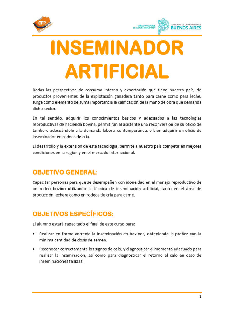 INSEMINADOR ARTIFICIAL | PDF | Vacas | Economias